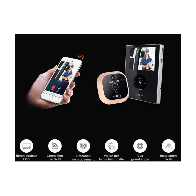 Judas numérique (caméra de porte) WiFi, avec écran couleur 2,8 ...