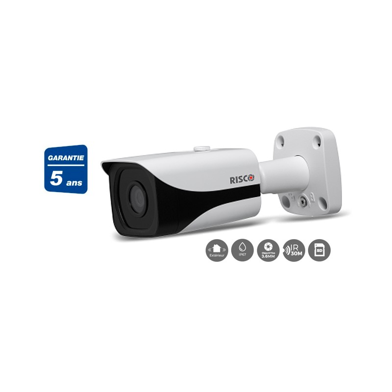 Caméra tube HD extérieure 2 MP POE IP RISCO RVCM52P1100A Vupoint